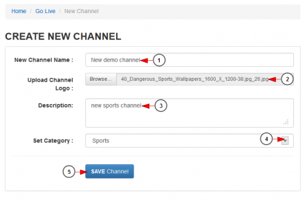 Create new channel | Live Streaming manual V7